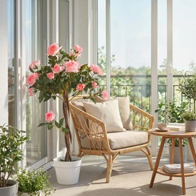 Outsunny Velké Umělé Růže 90 cm – Umělá Rostlina, Plastový Růžový Strom v Květináči, Realistický Umělý Strom pro Moderní Dekoraci Obývacího Pokoje, L…