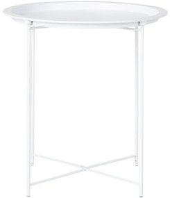 OnaDnes -20% Nordic Living Bílý kulatý kovový odkládací stolek Ronan 46,8 cm