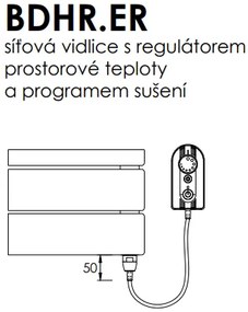 ELVL Bitherm elektrický radiátor BDHR.ER s regulátorem, do zásuvky 750 x 1222 mm, metalická antracit