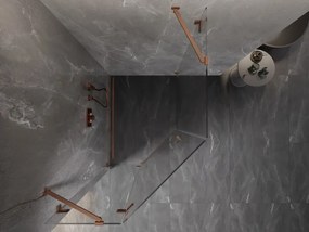 Mexen Lunar, pětiúhelníkový sprchový kout s levým sklonem 80 x 100 cm, 8mm čiré sklo, profil měděná matná, 831-080L-100P-65-00-L