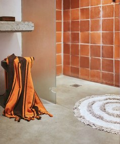 Béžová kulatá bavlněná koupelnová předložka Bath mat - Ø 80 cm