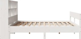 Postel s knihovnou bez matrace bílá 180x200 cm masivní borovice 3322979