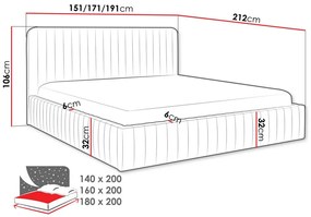 Manželská postel s úložným prostorem 180x200 GRINGO - béžová