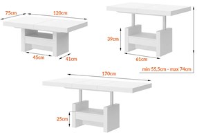 Konferenční stolek AVERSA LUX (černá lesk/bílá lesk)