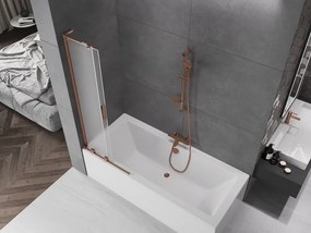 Mexen Velar L, 2-křídlová posuvná vanová zástěna 70 x 150 cm, 8mm sklo námraza, růžové zlato, 896-070-003-31-60