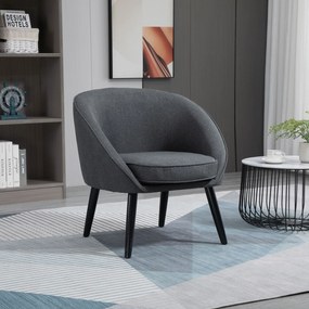 HOMCOM lounge křeslo koktejlové čalouněné křeslo kancelářské křeslo křeslo do obývacího pokoje křeslo do jídelny moderní s lněným vzhledem dřevo šedé…