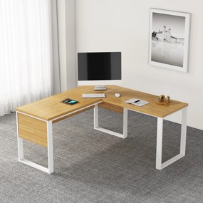 Rohový kancelářský stůl Houseland Nuvia Home 01 160 cm dub/bílý