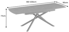Rozkládací keramický jídelní stůl Mairead 180-230 cm grafit