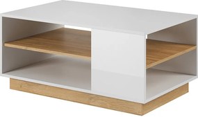 Konferenční stolek ARDEN, bílá/dub/bílý lesk