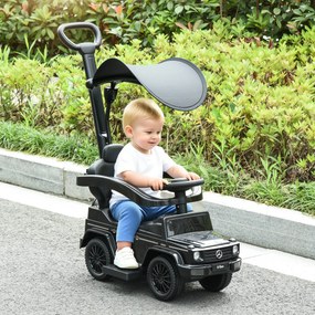 HOMCOM Posuvné autíčko s odrážedlem Mercedes-Benz G350 posuvné autíčko s volantem 3 v 1 pro děti od 18 do 36 měsíců Černá barva