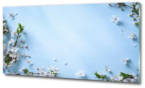 Wallmuralia Foto obraz fotografie na skle Květy višně pozadí 100x50