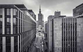 Vícedílný obraz Černobílé Panorama Centra Varšavy Nedostatek Nedostatek Plátno Canvas 240x150