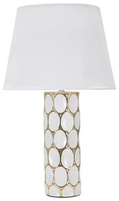 Keramická stolní lampa s textilním stínidlem v bílo-zlaté barvě (výška 56 cm) Glam Carv – Mauro Ferretti