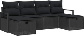 Set pohovek 6 ks 6-Počet míst Černá polyratan 3359222