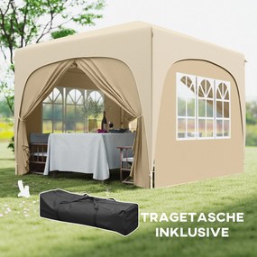 Outsunny altán 3x3m, vodoodpudivý stabilní zimní pop-up skládací altán, UV ochrana 50+, skládací párty stan zahradní stan se 4 bočními panely taška z…