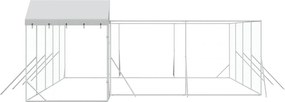 Venkovní psí kotec se střechou stříbrný 10 x 6 x 2,5 m ocel 3190472