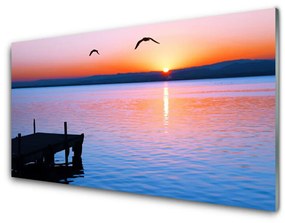 Obraz na skle Moře Molo Slunce Krajina 140x70 cm
