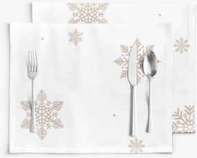 Goldea prostírání na stůl 100% bavlněné plátno - sněhové vločky na bílé - sada 2ks 30 x 40 cm