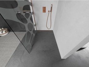 Mexen Kioto L, sprchová zástěna Walk-In 110 x 200 cm, 8mm čiré sklo bílý vzor, ​​růžové zlato profil, 800-110-103-60-97