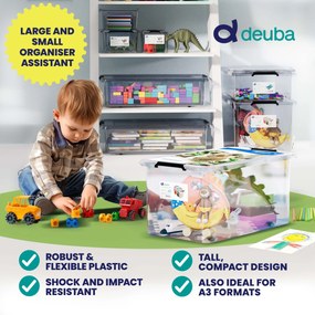 Deuba Úložný box s víkem a kolečky 60 l – průhledný, 60×40×35 cm