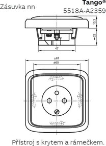 ABB Tango zásuvka slonová kost 5518A-A2359 C s clonkami