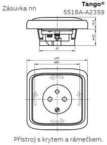 ABB Tango zásuvka slonová kost 5518A-A2359 C s clonkami