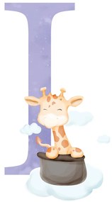 Abeceda písmena se žirafou - Obraz, Plakát Velikost: B2 - 50x70 cm, Volba rámu: bez rámu, Písmeno: I