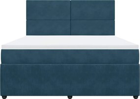 Box spring postel s matrací modrá 180 x 200 cm samet 3294704