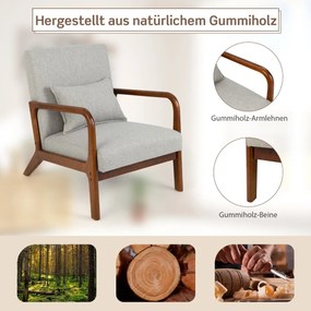 Costway Křeslo obývací pokoj křeslo čalouněné moderní křeslo s akcentem – šedá