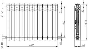 Armatura Radiátor HLINÍKOVÝ G500F 10-segmentový GRAPHITE universální