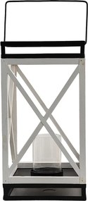 Černo-bílá dřevěno-kovová lucerna Fabion - 20*20*38 cm