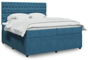 Box spring postel s matrací tmavě modrá 200x200 cm samet 3292440