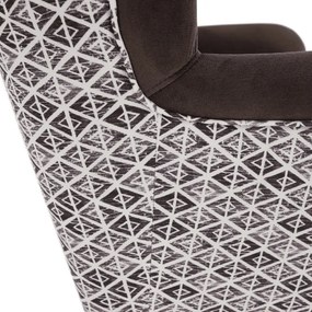 designové křeslo, ušák, Velvet látka hnědá / vzor Terra, Tempo Kondela BELEK