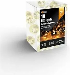 Solight 1V272 LED vánoční řetěz rolničky zlatá / 10x LED / 2x AA / 1.5