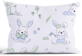 MK Lůžkoviny Bavlněný povlak na polštář Renforcé 50 x 70 cm - Králíčci modré