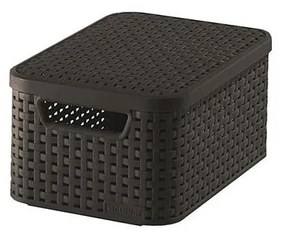 Tmavě hnědý plastový úložný box s víkem 20x29x14 cm Style – Curver