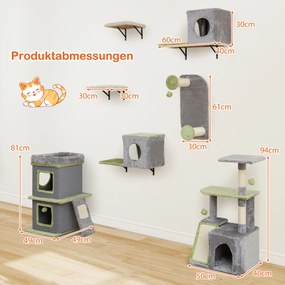 Costway 3-in-1 Sada kočičího nábytku Centrum pro kočky s domečkem pro kočky