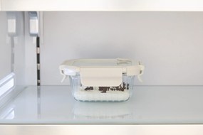 Sada 3 skleněných hermetických nádob čtvercových, 12 x 12 x 6 cm - transparentní