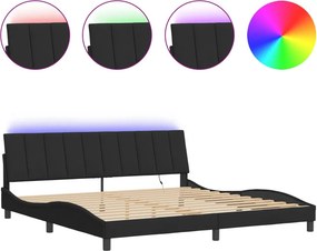 Rám postele s LED osvětlením bez matrace Hanko černý 200 x 200 cm samet 3213801
