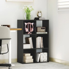 HOMCOM regálový stojan ve tvaru kostky se 6 přihrádkami z dřeva v rustikálním designu, 61,5x29,5x91,5 cm, černá