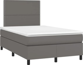 Box spring postel s matrací šedá 120x190 cm umělá kůže 3269975