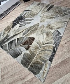 HU Béžovo-šedý koberec Villa 869 s listovým vzorem Rozměr: 60x100 cm