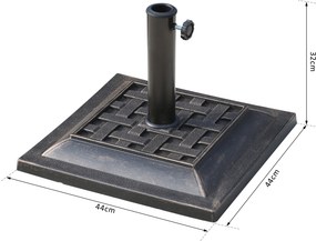 Stojan na slunečník Outsunny, polyesterová pryskyřice, 9 kg, základna pro slunečníky s průměrem pól 38 mm/48 mm, pro zahradu, balkon, bronzová
