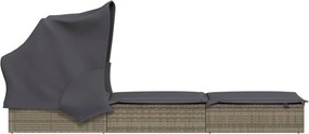 Lehátko se skládací střechou šedé 213 x 63 x 97 cm polyratan 319639