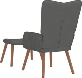 Relaxační křeslo se stoličkou tmavě šedé samet 327667