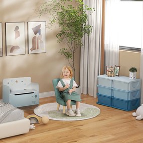 HOMCOM Plastový úložný box, 6 zásuvek, organizér na hračky, komoda do dětského pokoje, modrá | Aosom
