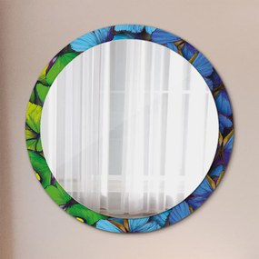 Kulaté dekorativní zrcadlo Modrý a zelený motýl fi 100 cm