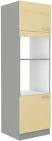 STOLARz 60 cm skříňka vysoká 2D na mikrovlnnou a pečící vestavnou troubu Barevné provedení: Grey - Šedá / Šedý lesk