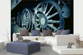 DIMEX | Samolepicí vliesová fototapeta na zeď Starý parní vlak MA-5-2904 | 375 x 250 cm | modrá, šedá