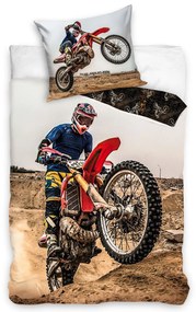 BedTex dětské povlečení MOTOCROSS FMX, fototisk, béžové, bavlna hladká, 140x200cm + 70x90cm